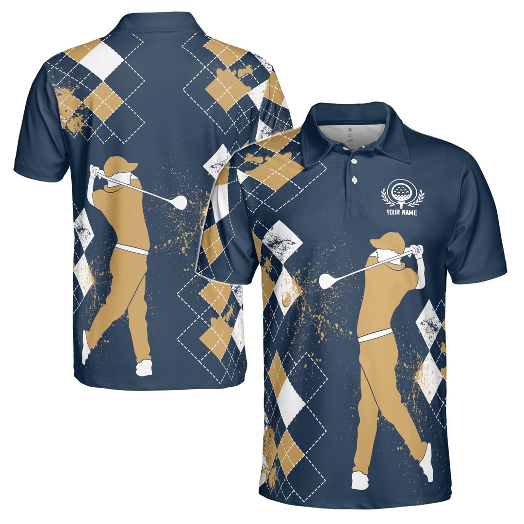 Custom Name Golfer Argyle Pattern Love Playing Golf Men's Polo S-5XL - Etsy