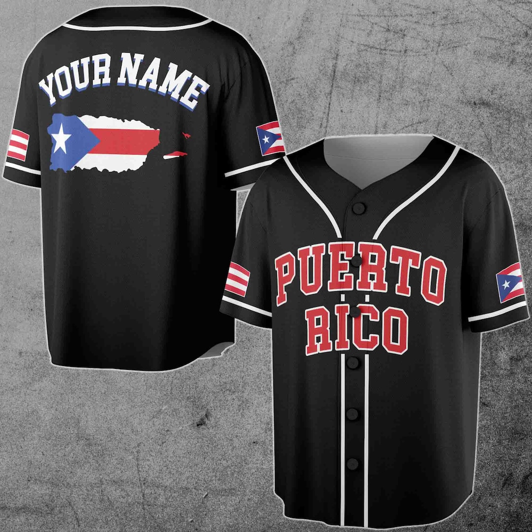 Custom Name Patriotic Puerto Rico Puerto Rican Flag Baseball Jersey S ...