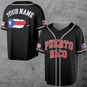 Custom Name Patriotic Puerto Rico Puerto Rican Flag Baseball Jersey S ...