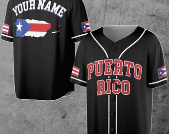 Custom Name Puerto Rico Puerto Rican Flag Coat of Arms Baseball Jersey ...