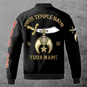 Custom Your Temple and Name Shriners Symbol, Noble Shriners 3D Bomber ...