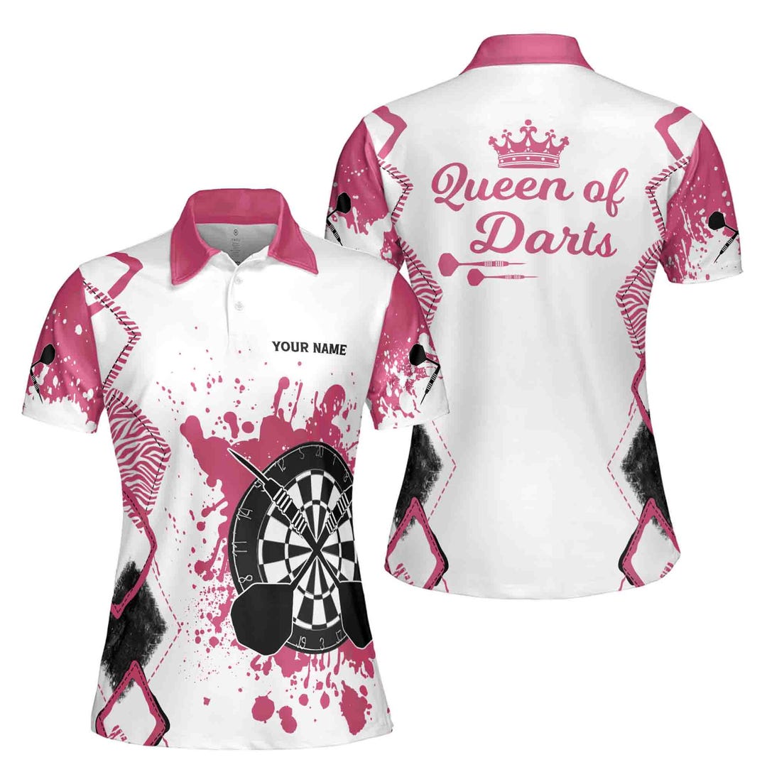 Custom Name Queen of Darts Colorful Spatter Women's Polo Shirt S-5XL - Etsy