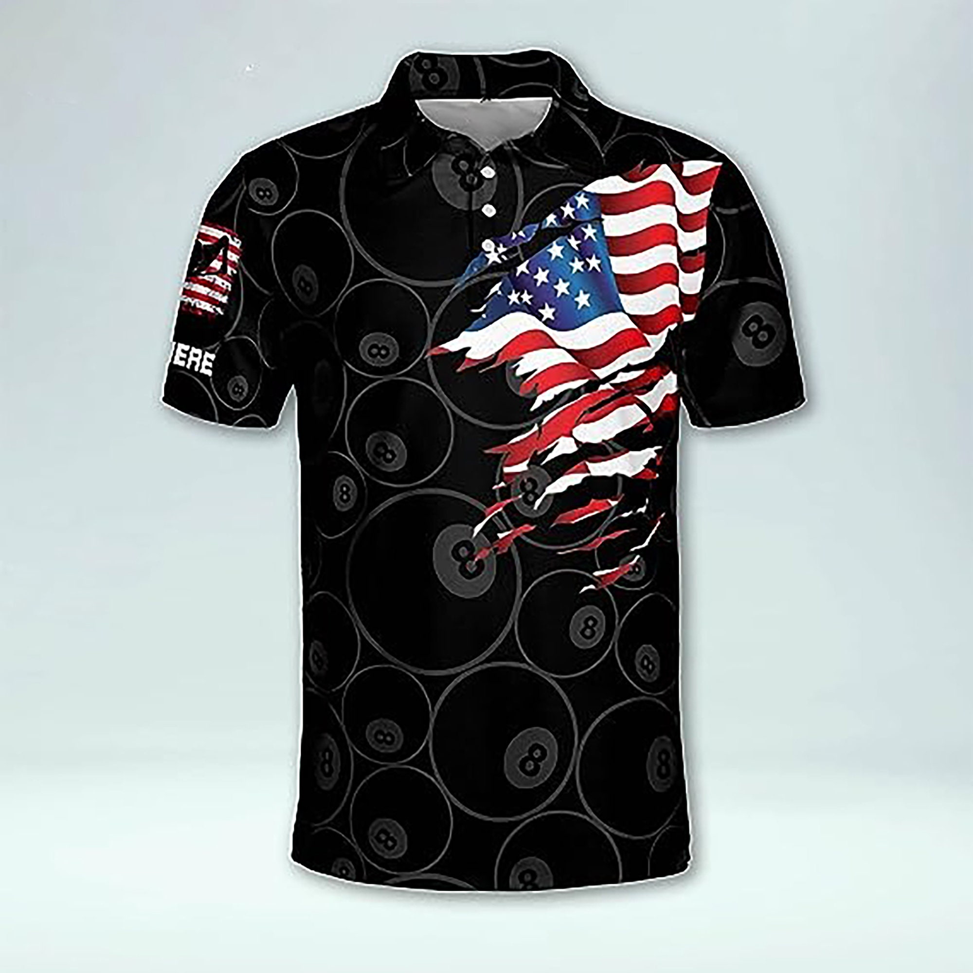 Personalized American Flag Billiard, Custom Pool Team 3D Polo Shirt ...