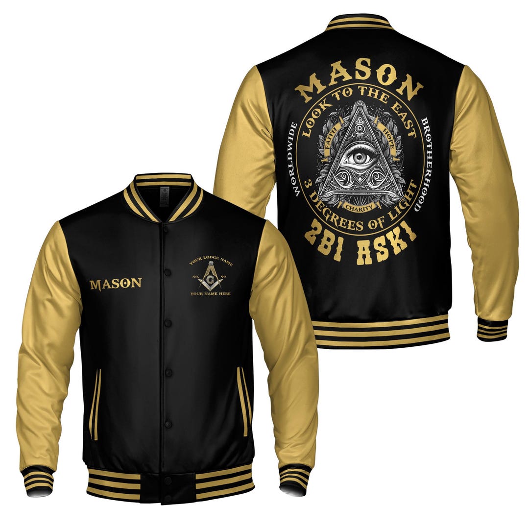 Customized Masonic Freemason Look at the East 2B1 ASK1 Varsity Jacket S ...