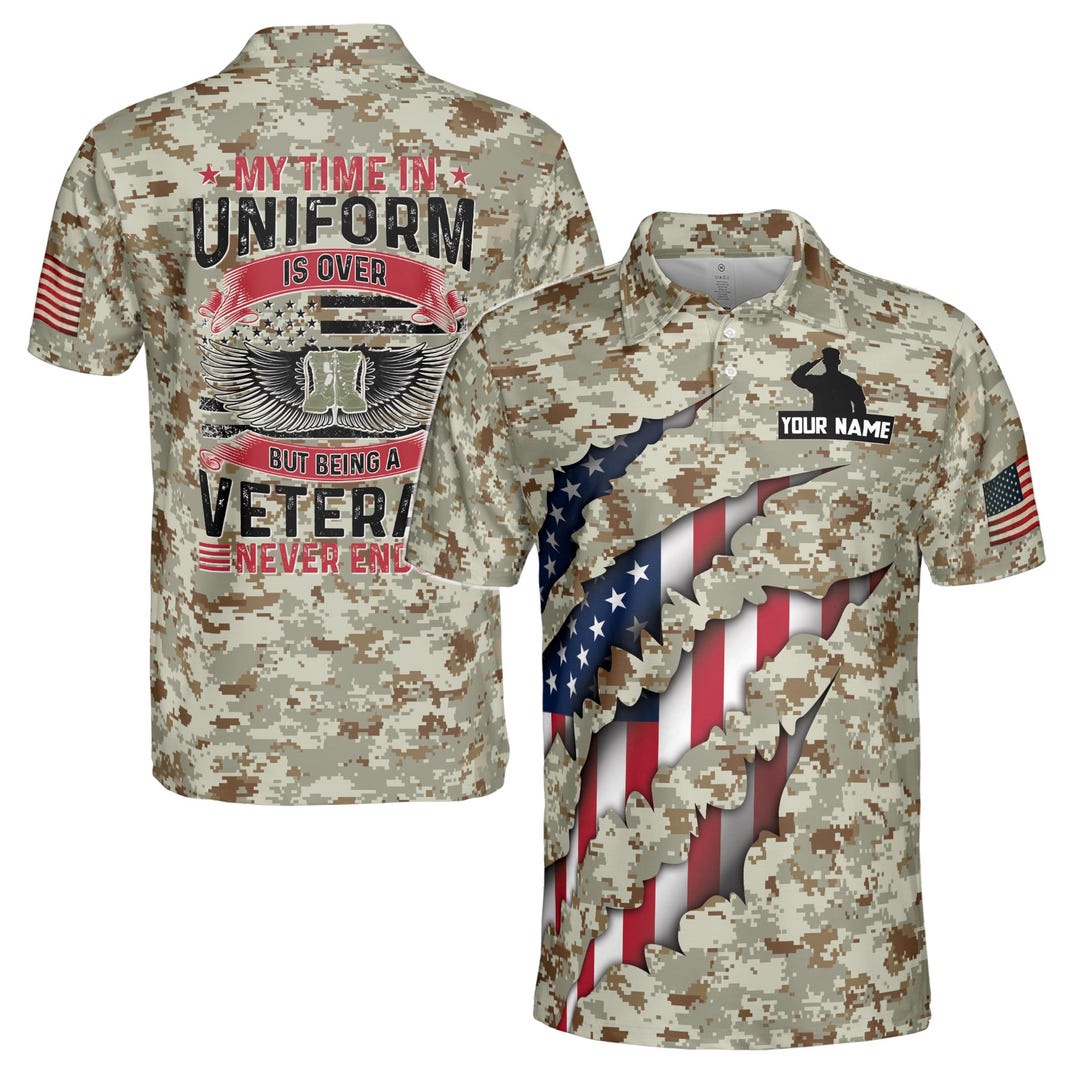 Custom Veteran Men's Polo: Personalized Camo Print, Military Gift - Etsy