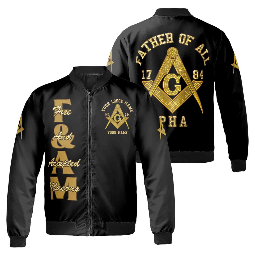 Customize Name F. & A.M. Father of All PHA Freemasonry Masonic Bomber ...