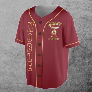 Custom Name Number Temple Shriners Noble Freemason Burgundy Baseball ...