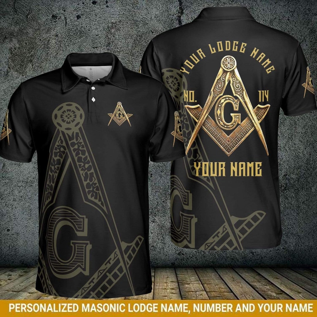 Custom Lodge Name Number Freemason Black & Gold 3D All Over - Etsy