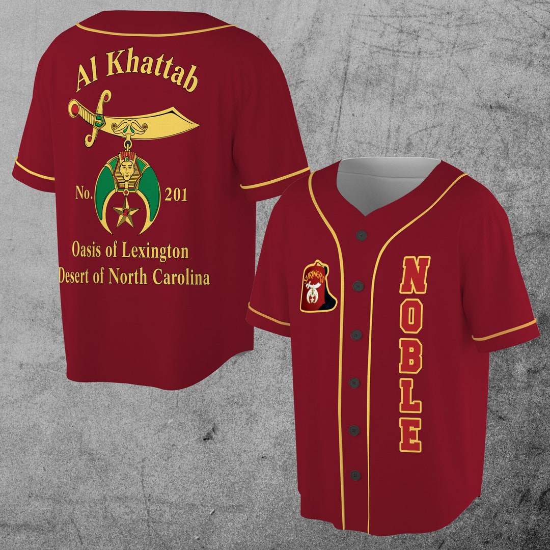 Personalize Temple Name Red Shriners Noble Masonic 3D Baseball Jersey ...
