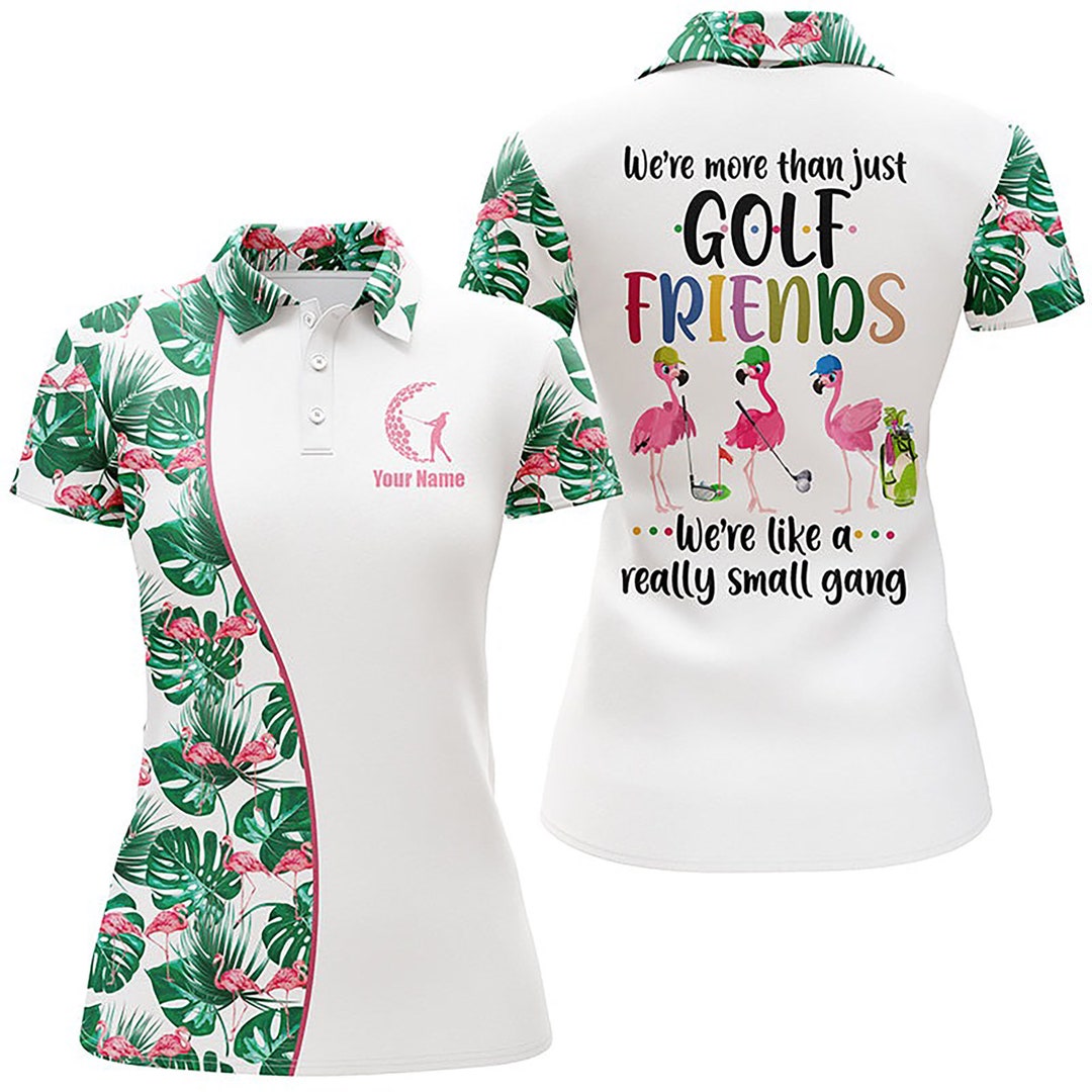 Funny Womens Golf Friend Falmingo Tropical Pattern Women's Polo Shirt S ...