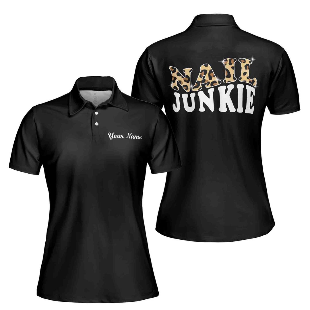 Custom Name Nail Junkie Leopard Print Women's Polo S-5XL - Etsy