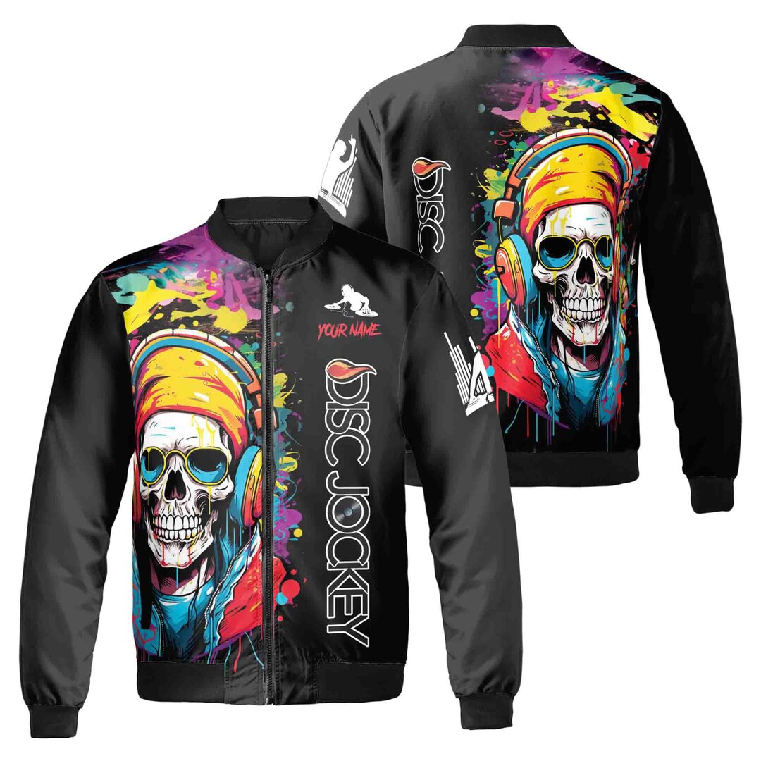 Customized Skull DJ Disc Jockey Play Music Bomber Jacket S-5XL - Etsy