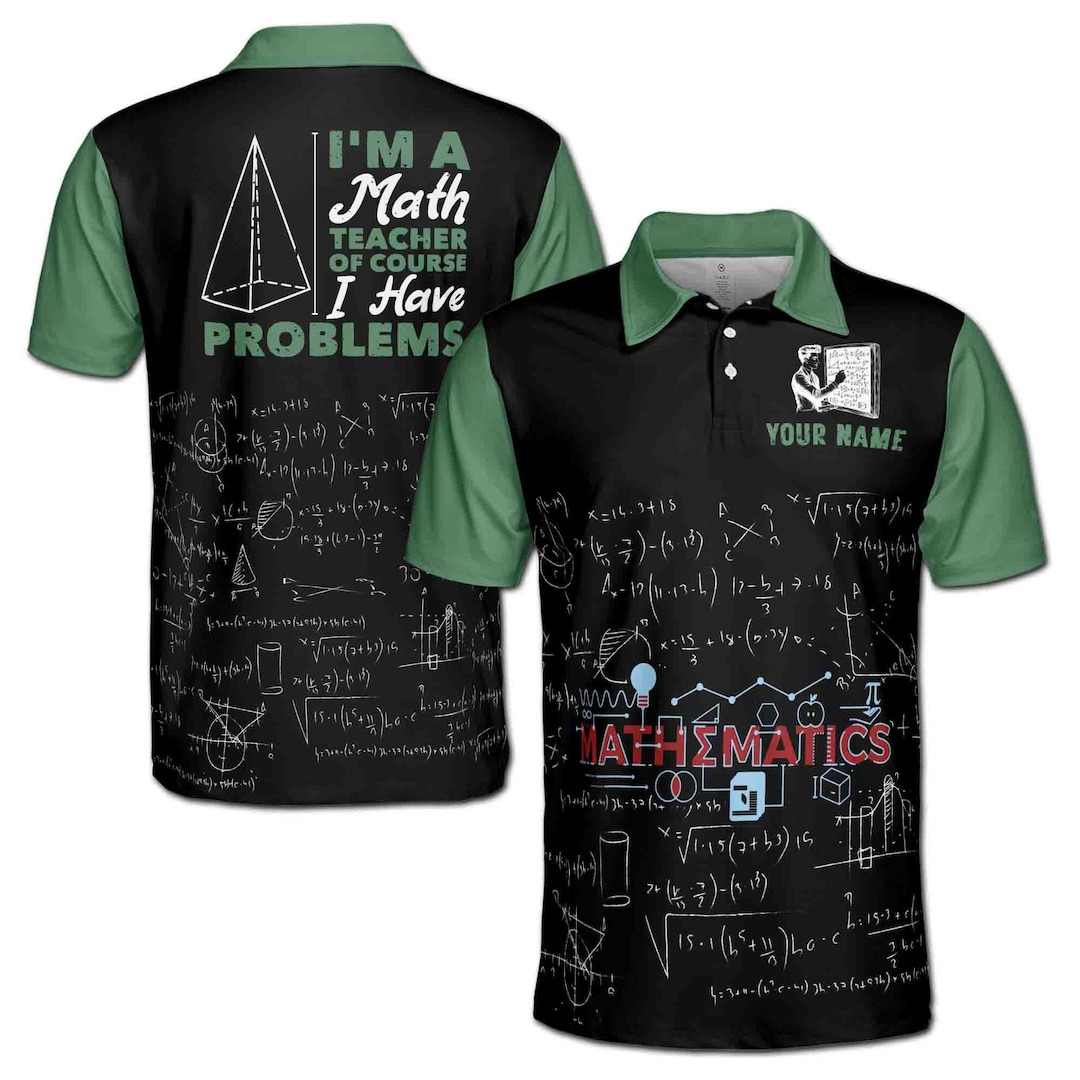 Custom Name Math Teacher Men's Polo Shirt: Funny Problems Design - Etsy