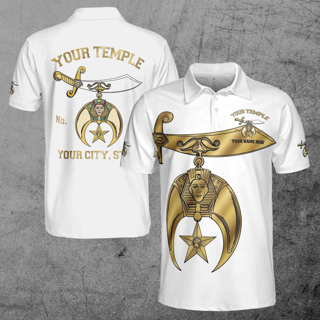 Custom Name Temple Name Noble Ancient Shriners Emblem Men's Polo Shirt ...
