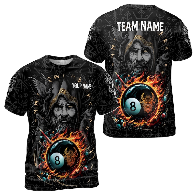 Customize Team Name Billiards and Odin Wolf Raven Norse Myth Rune ...