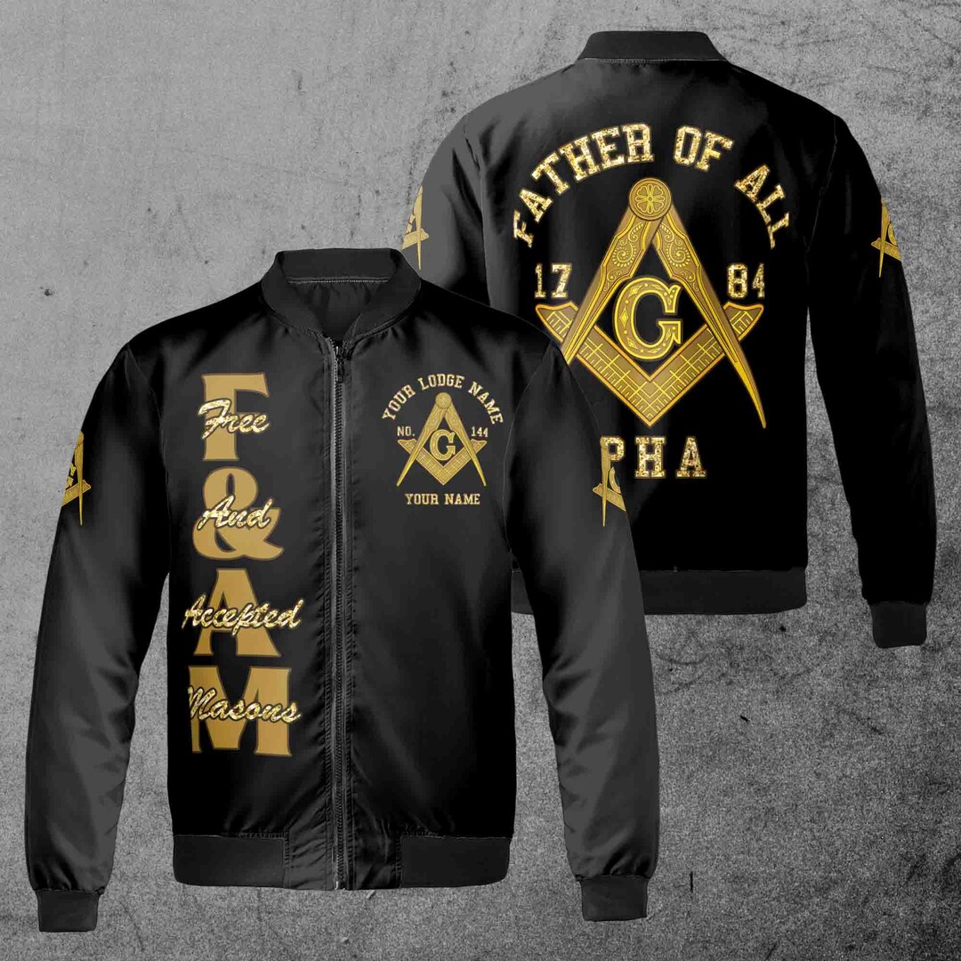 Customize Name F. & A.M. Father of All PHA Freemasonry Masonic Bomber ...
