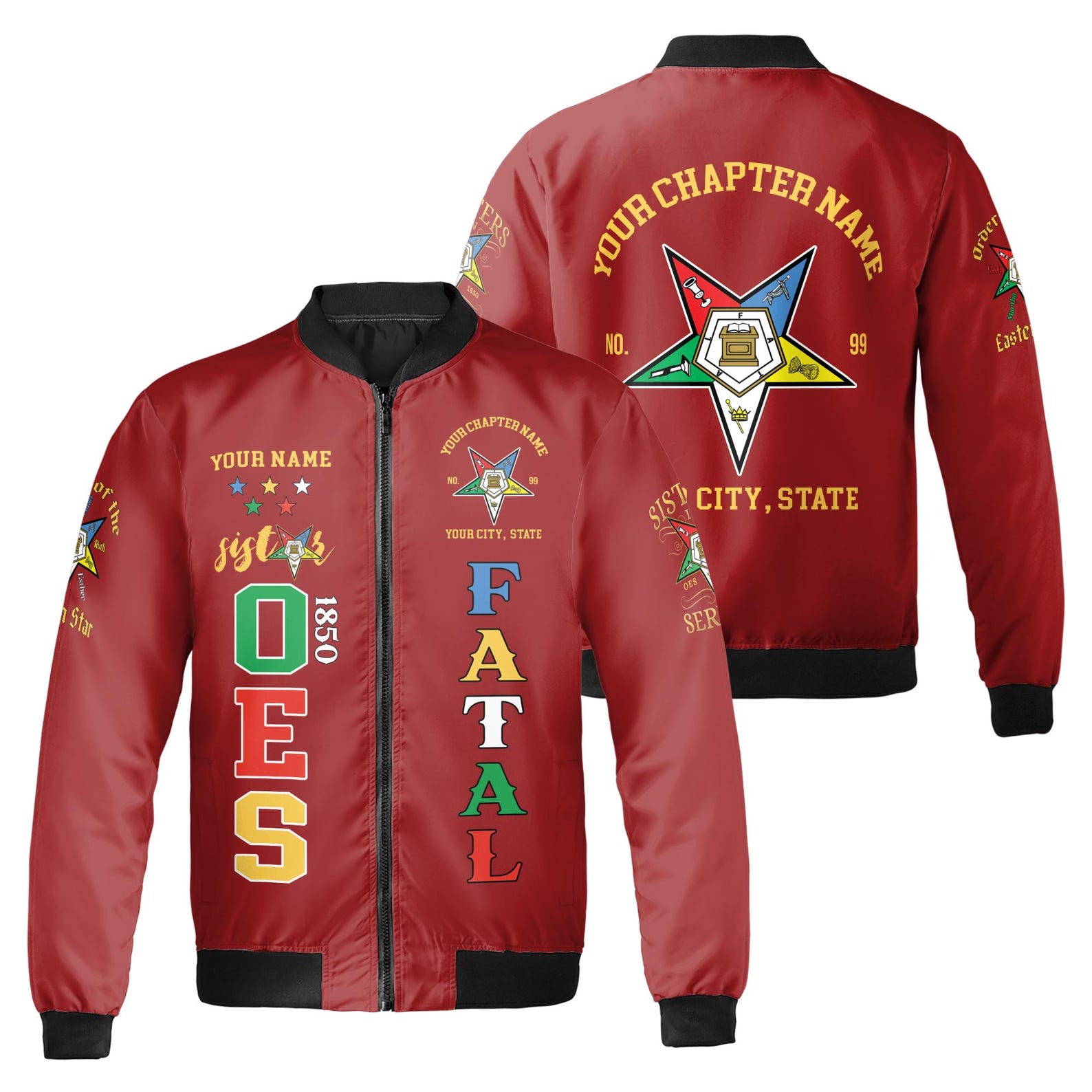 Custom 1850 OES Order of the Eastern Star Bomber Jacket S-5XL - Etsy