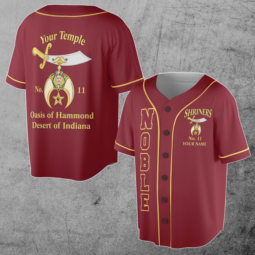 Custom Name Number Temple Shriners Noble Freemason Burgundy Baseball ...