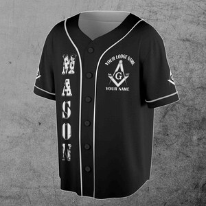 Masonic American Flag Square and Compass Freemason Baseball Jersey S ...