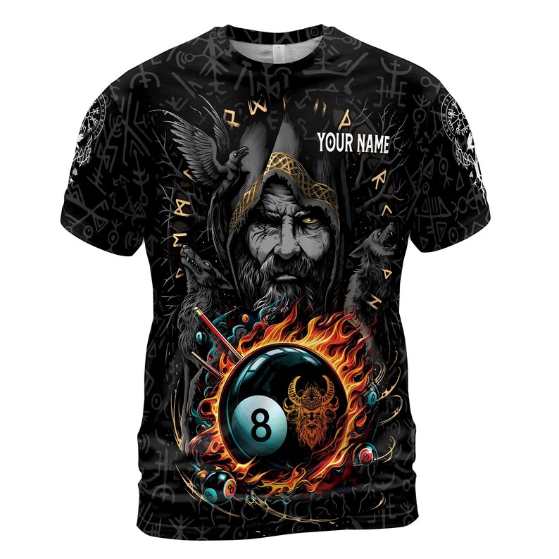 Customize Team Name Billiards and Odin Wolf Raven Norse Myth Rune ...