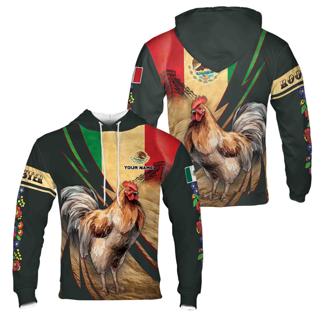 Custom Name Mexico Rooster With Aztec Pattern Hoodie S-5XL - Etsy