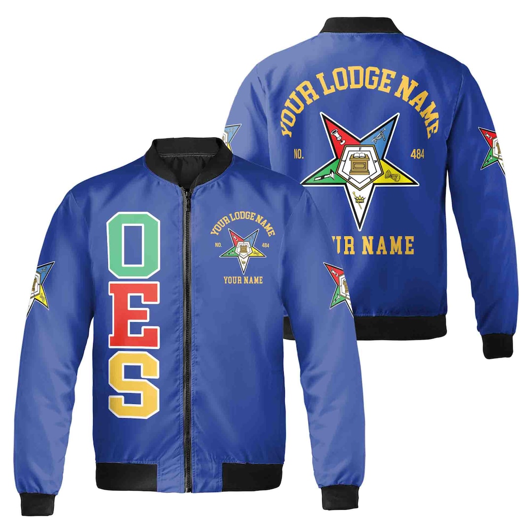 Custom OES Order of the Eastern Star Pentagon Down Emblem Unisex Bomber ...