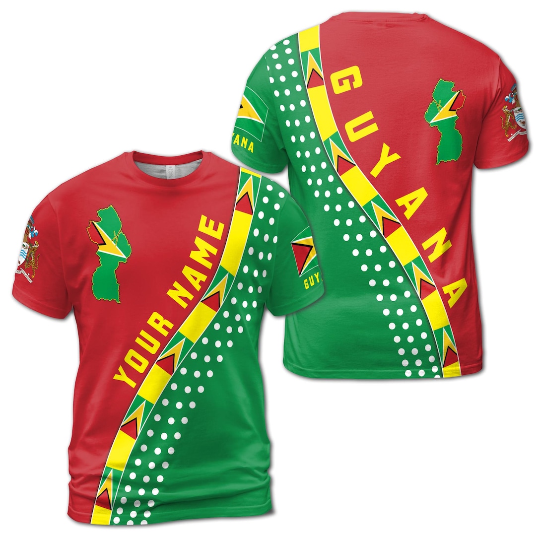 Custom Name Guyana Map Design Patriotic Unisex T-shirt S-5XL - Etsy