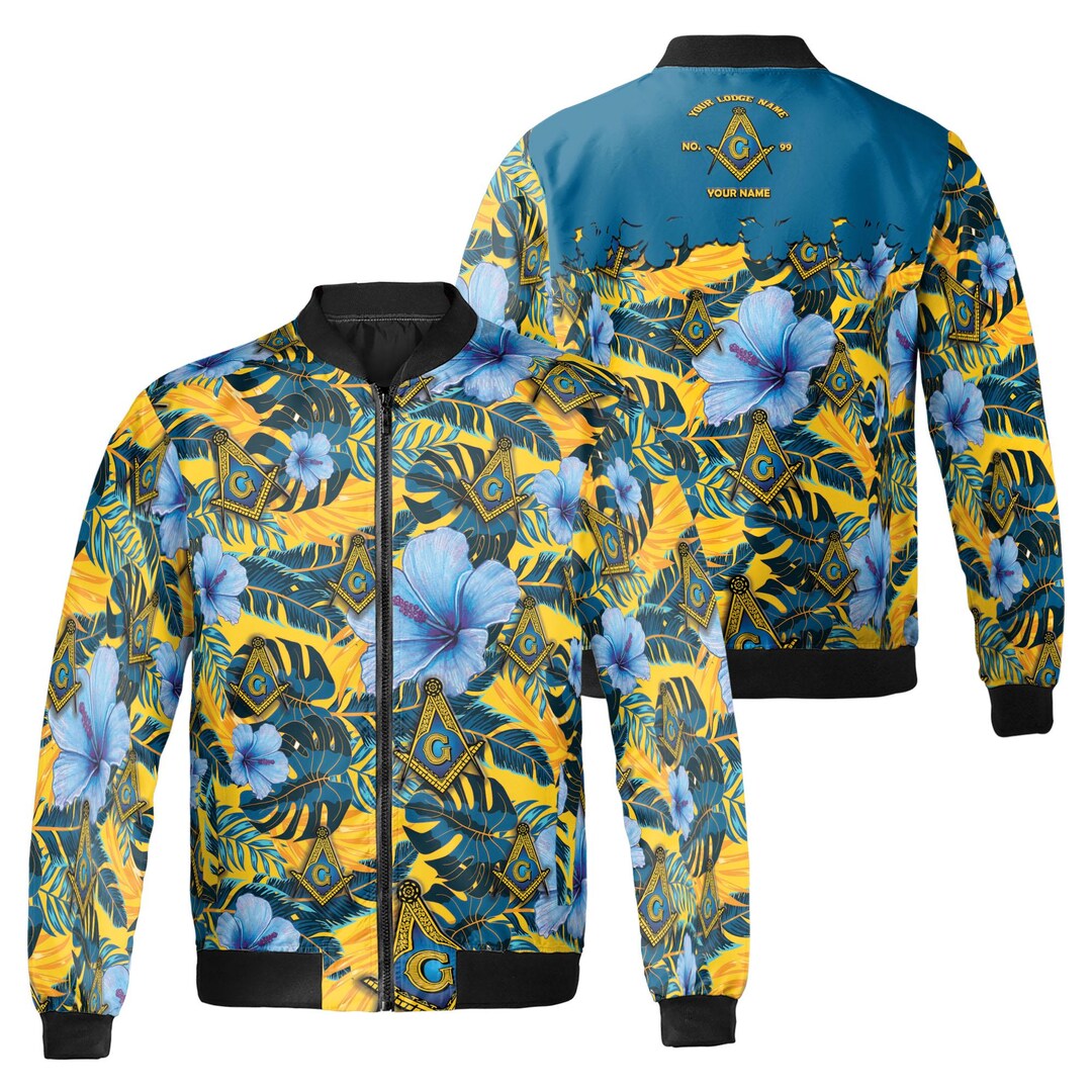 Personalized Masonic Freemason Tropical Floral Bomber Jacket S-5XL - Etsy