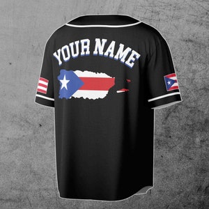 Custom Name Patriotic Puerto Rico Puerto Rican Flag Baseball Jersey S ...