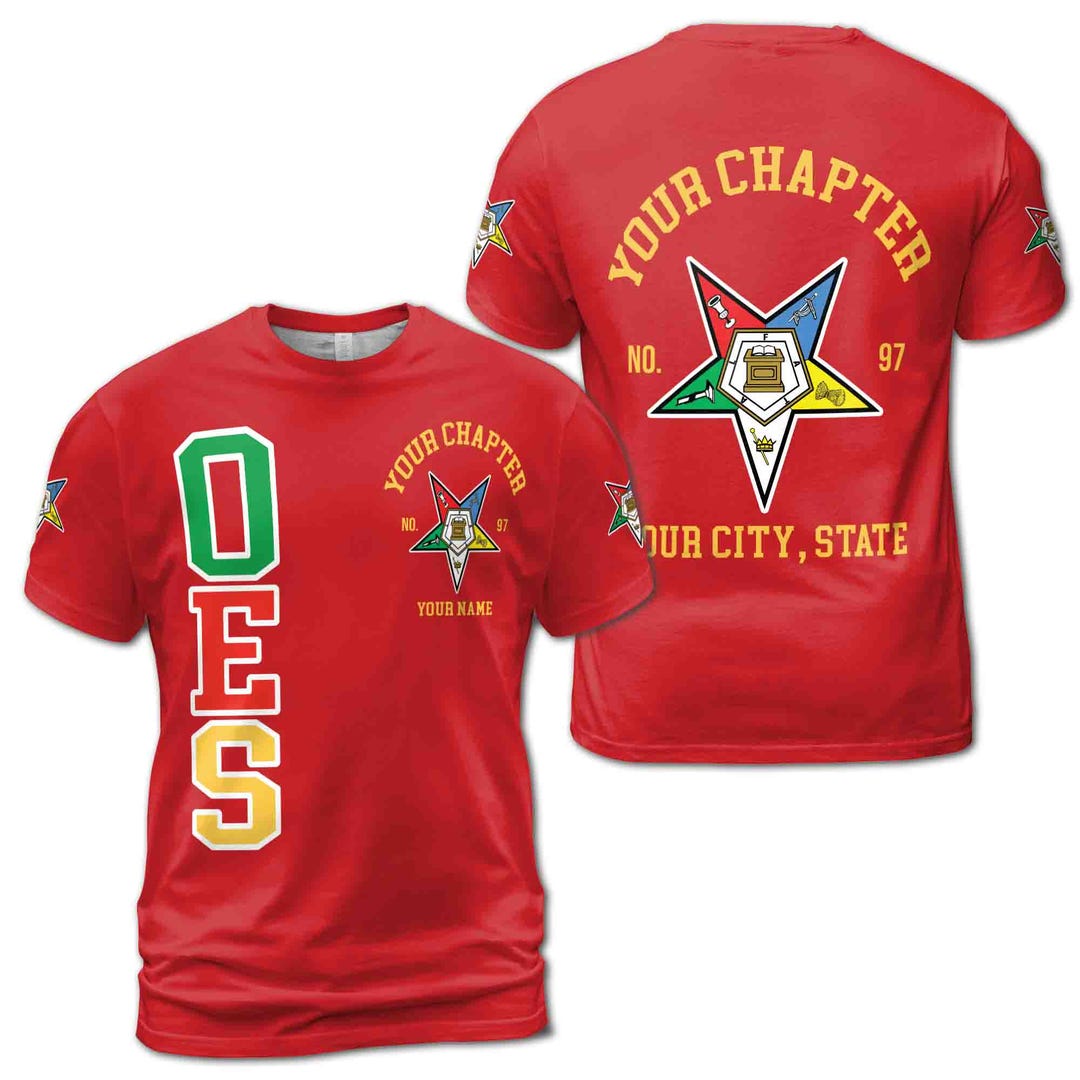 Order of the Eastern Star OES T-shirt: Custom Pentagon Down Emblem AF ...