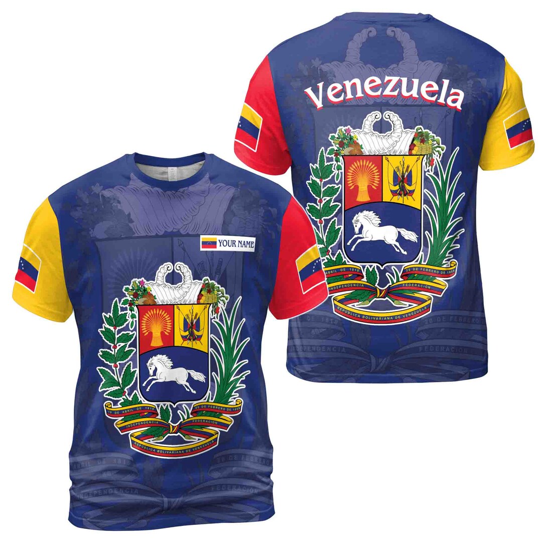 Custom Name Venezuela Coat of Arms Patriotic T-shirt S-5XL - Etsy
