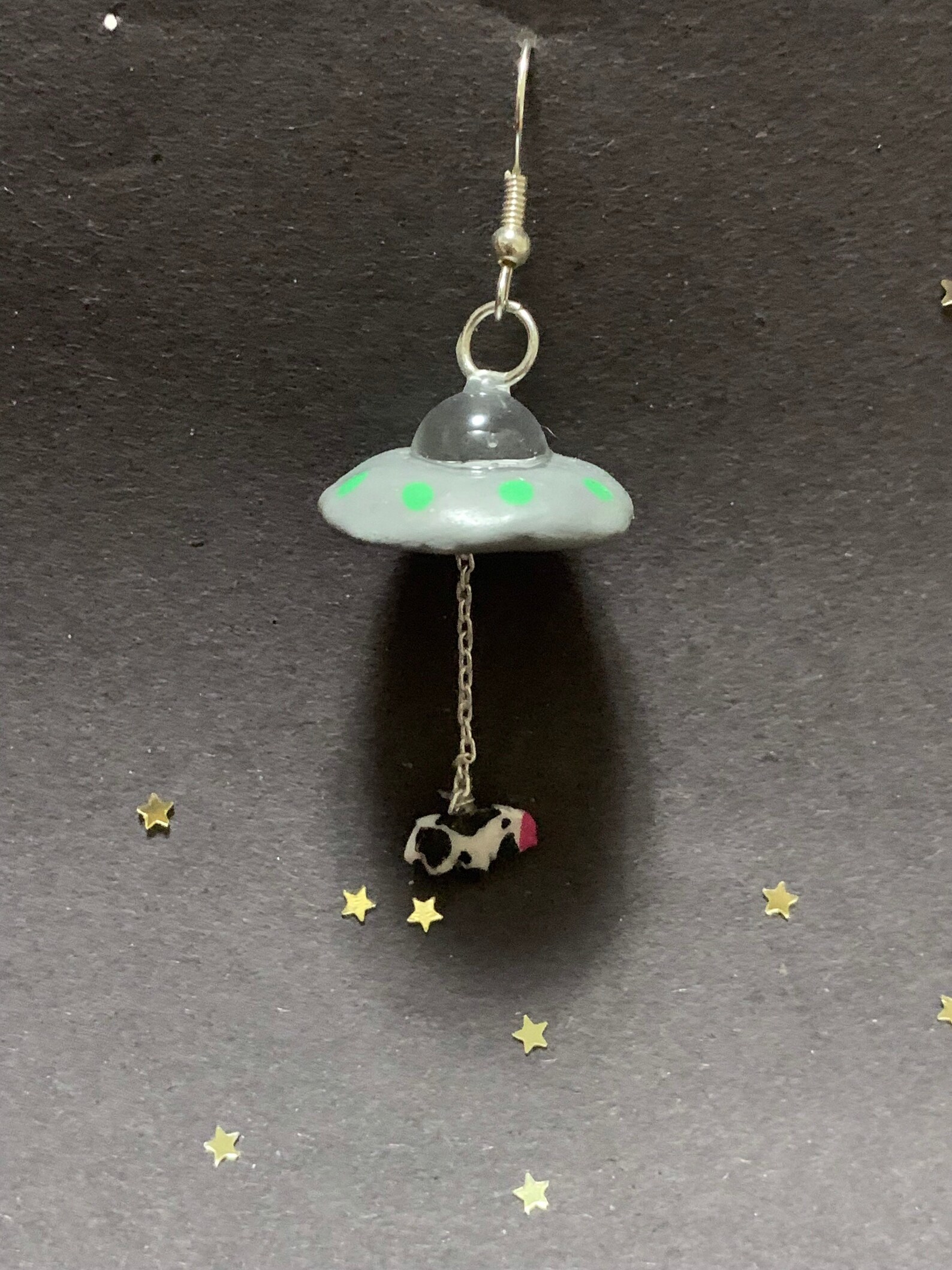Handmade Clay Spaceship/alien Abduction Earrings - Etsy