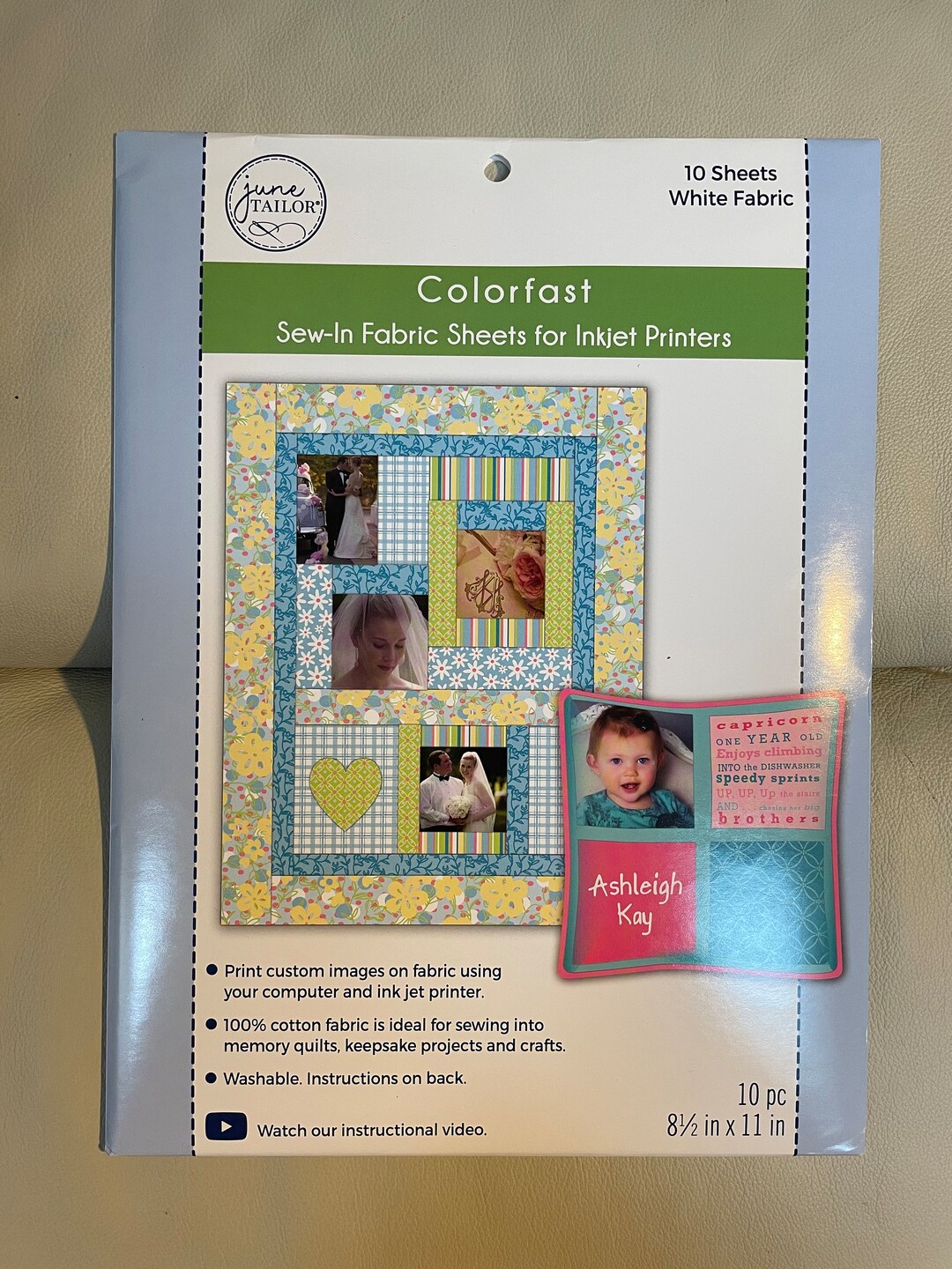 June Tailor Colorfast Sew-in Fabric Sheets for Inkjet Printers-10 ...