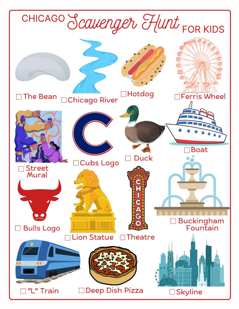 Chicago Scavenger Hunt for Kids-printable Adventure! - Etsy