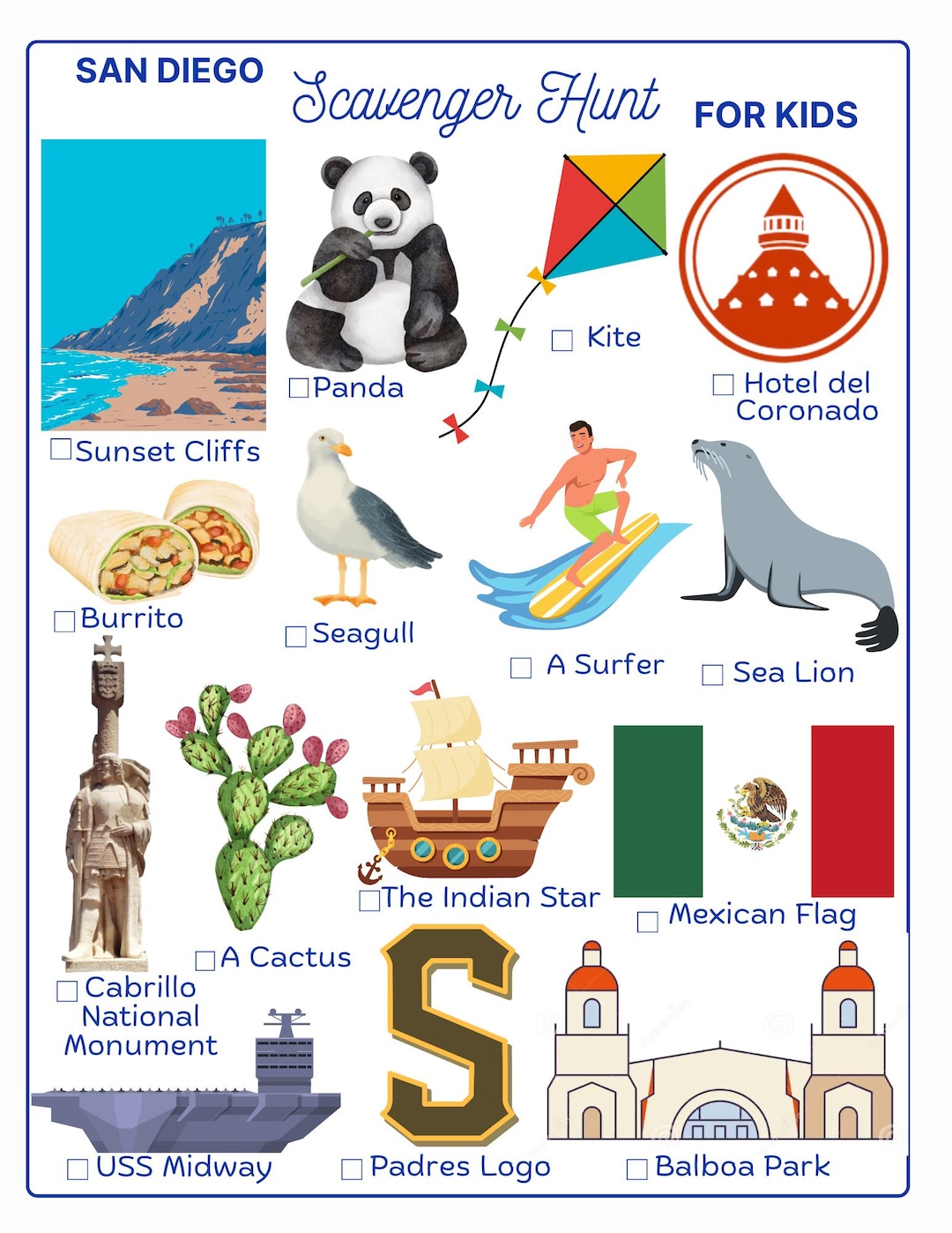 San Diego Scavenger Hunt for Kids – Printable Adventure! - Etsy