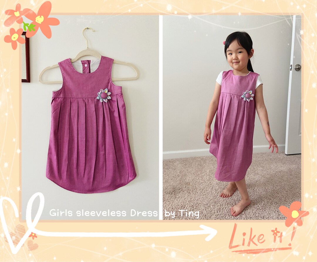 Girls Sleeveless Dress Sewing Pattern PDF, Kids Sewing Patterns Size ...