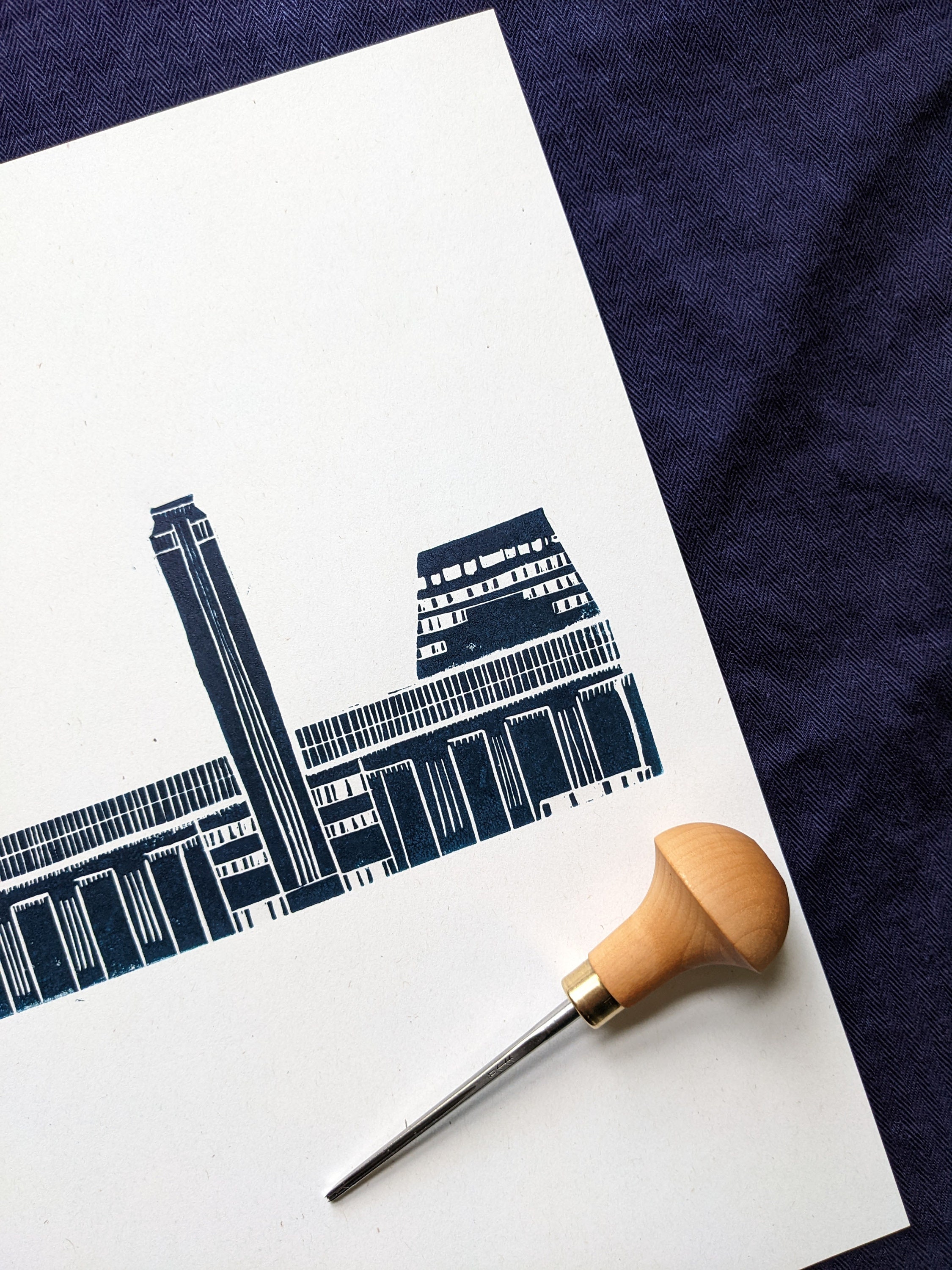 TATE MODERN A4 Tate Modern Hand Printed Linocut Art Print - Etsy