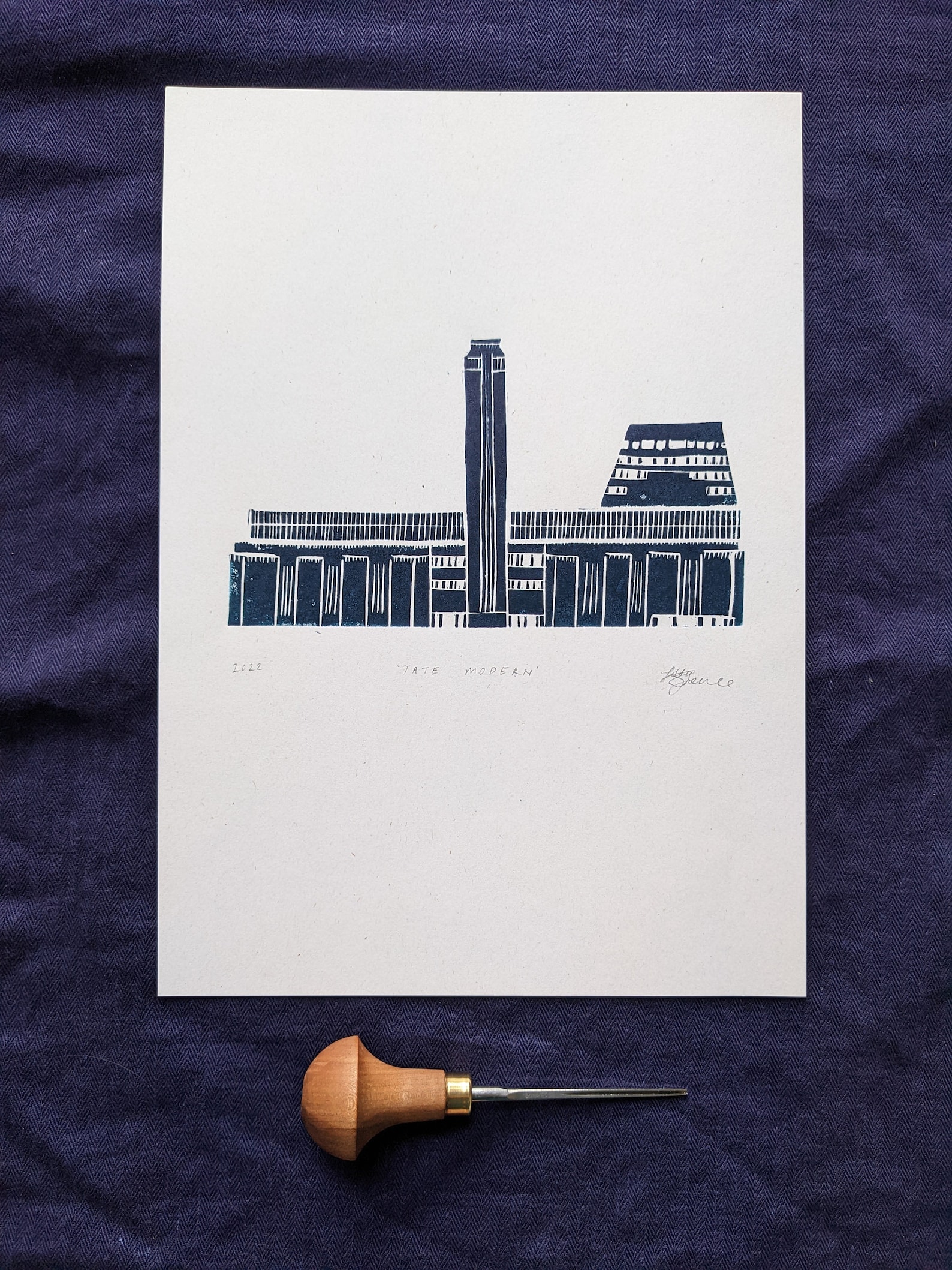 TATE MODERN A4 Tate Modern Hand Printed Linocut Art Print - Etsy