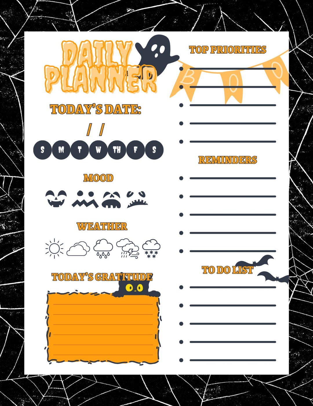 Halloween Daily Planner Printable, Printable Planner, Instant Download ...