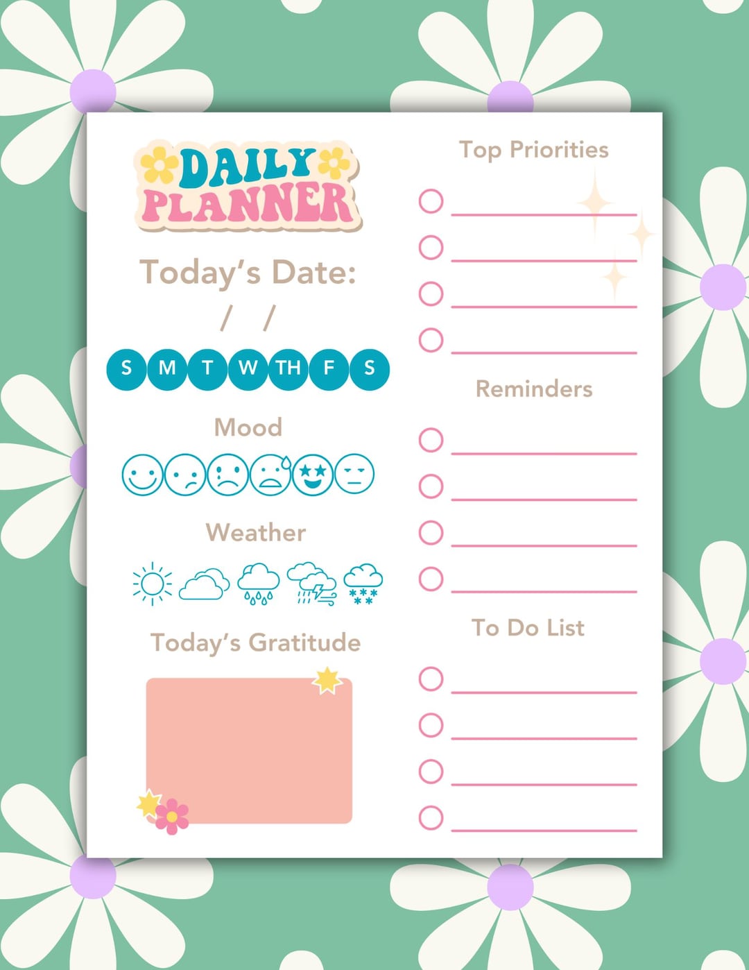 Daily Planner Printable, Printable Planner, Instant Download, PDF ...