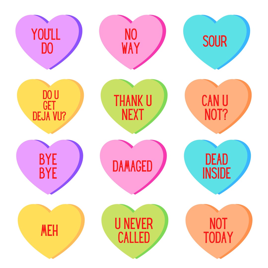 Conversation Hearts Funny/mean SVG - Etsy