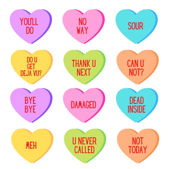 Conversation Hearts Funny/mean SVG | Etsy