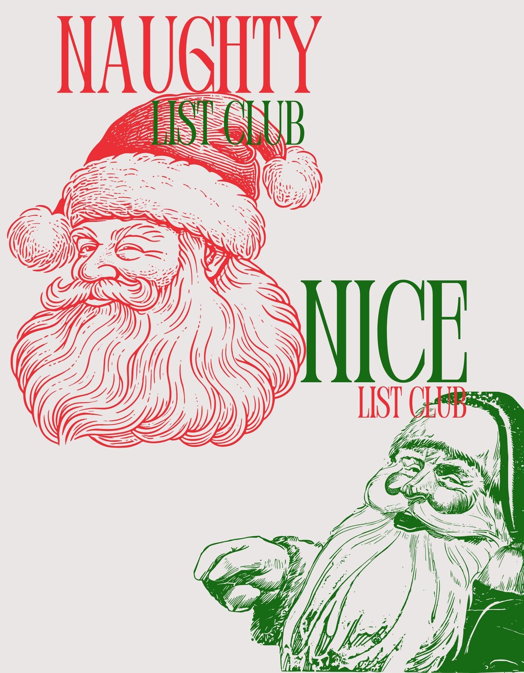 Vintage Santa Nice Naughty List SVG + PNG | Christmas Holiday Digital ...