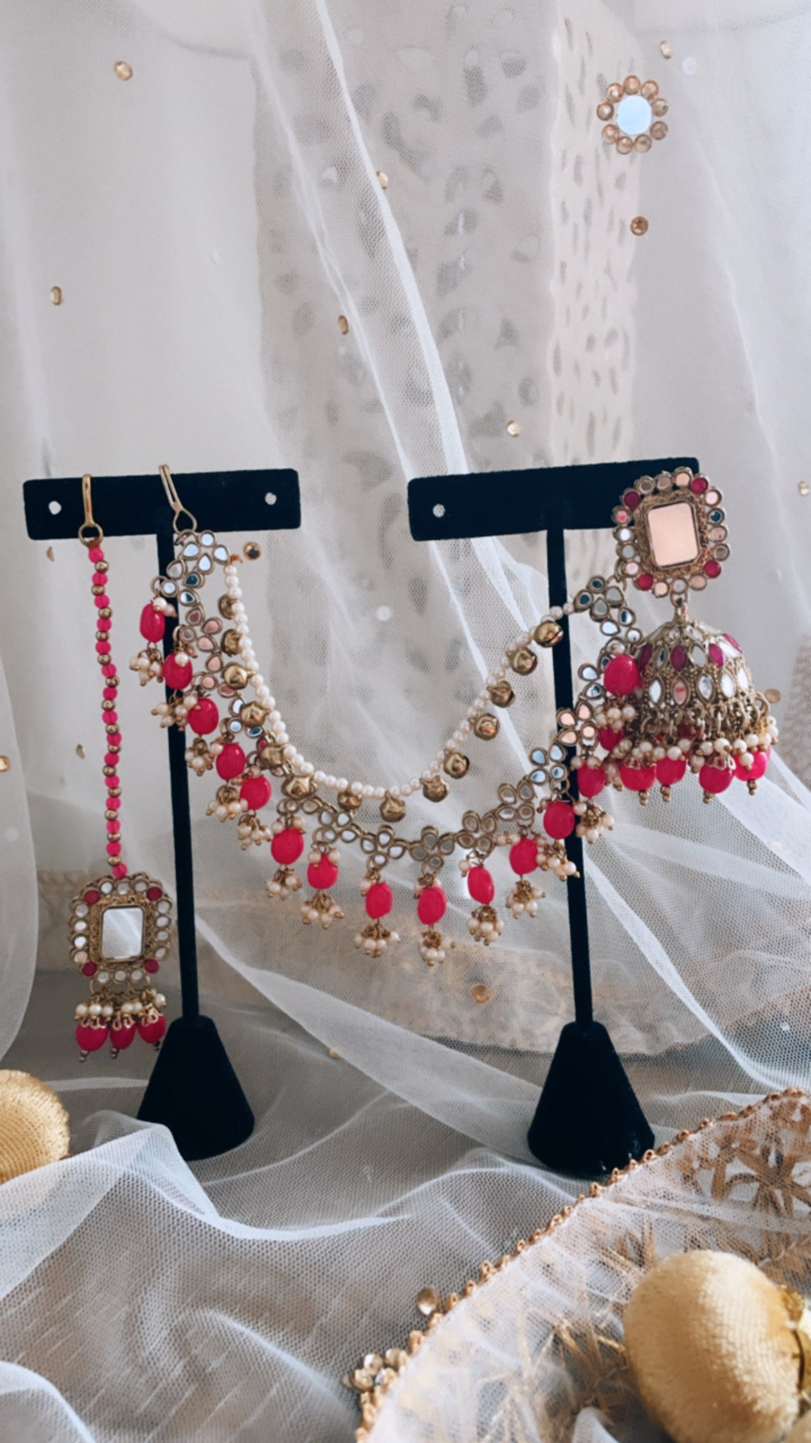 Heavy Sheesha Kundan With Ghungroo Jhumke Sahare detachable & Maang ...