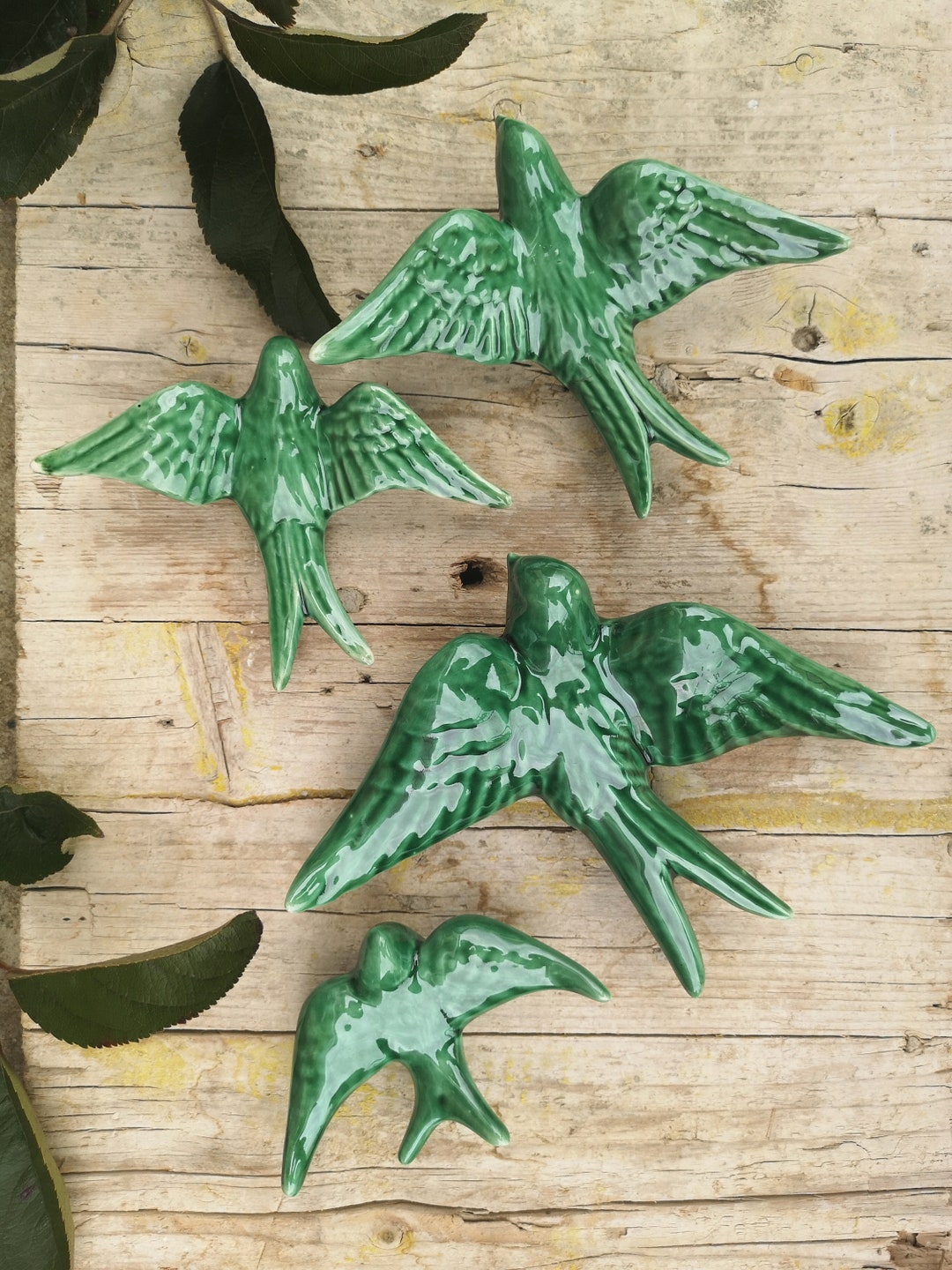 Portuguese Green Ceramic Swallows, Portugal Pottery, Portugal Swallows ...