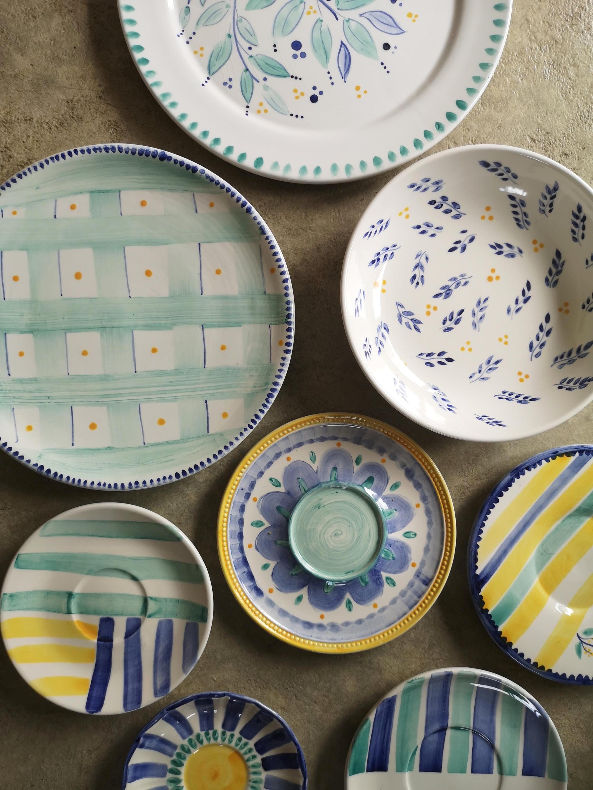 Set of 8 Hand-painted Ceramic Plates / Wall Art Portuguese Pottery - Etsy