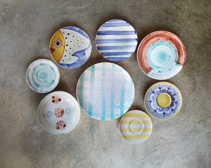 Set of 8 Hand-painted Ceramic Plates / Wall Art Portuguese Pottery - Etsy