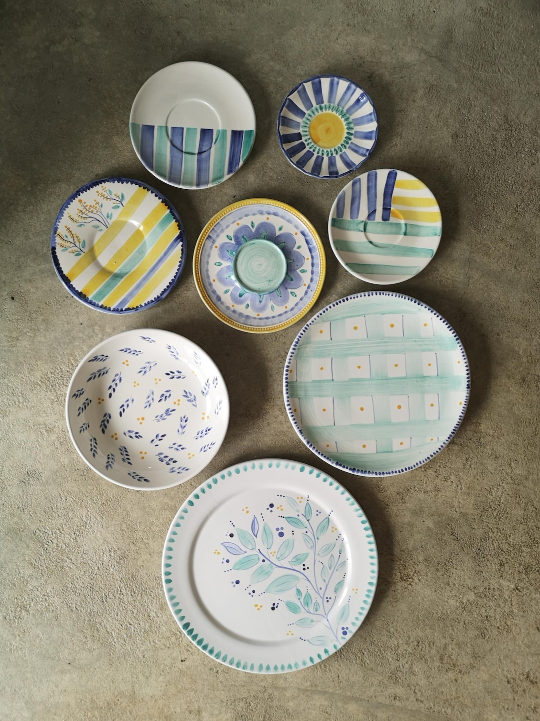 Set of 8 Hand-painted Ceramic Plates / Wall Art Portuguese Pottery - Etsy
