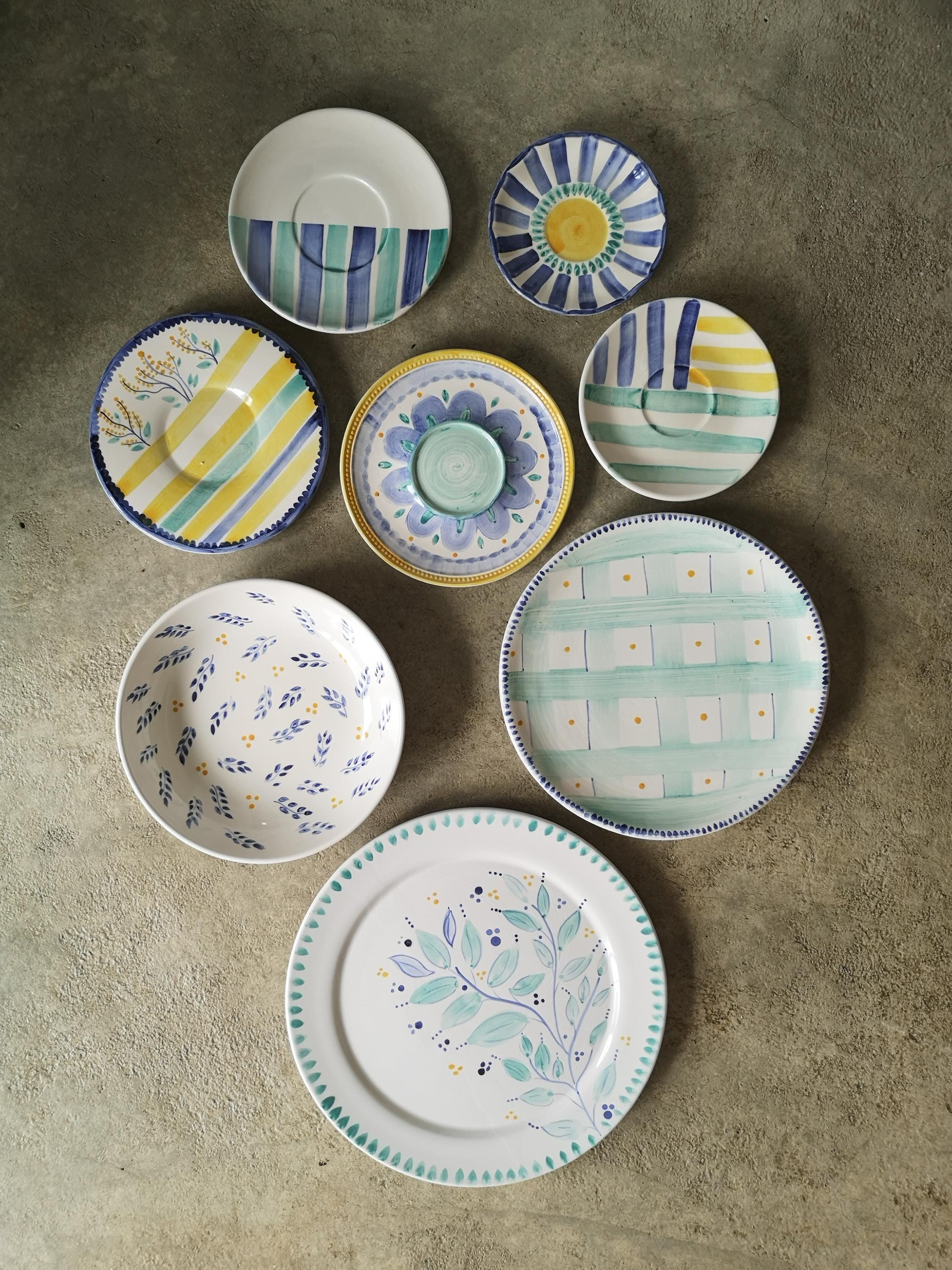 Set of 8 Hand-painted Ceramic Plates / Wall Art Portuguese Pottery - Etsy