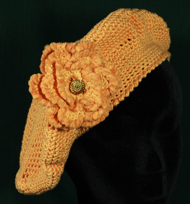 MEO CROCHETED Tam Beret and Flower for Everyday 24 X 8 Solid Peach 100% ...
